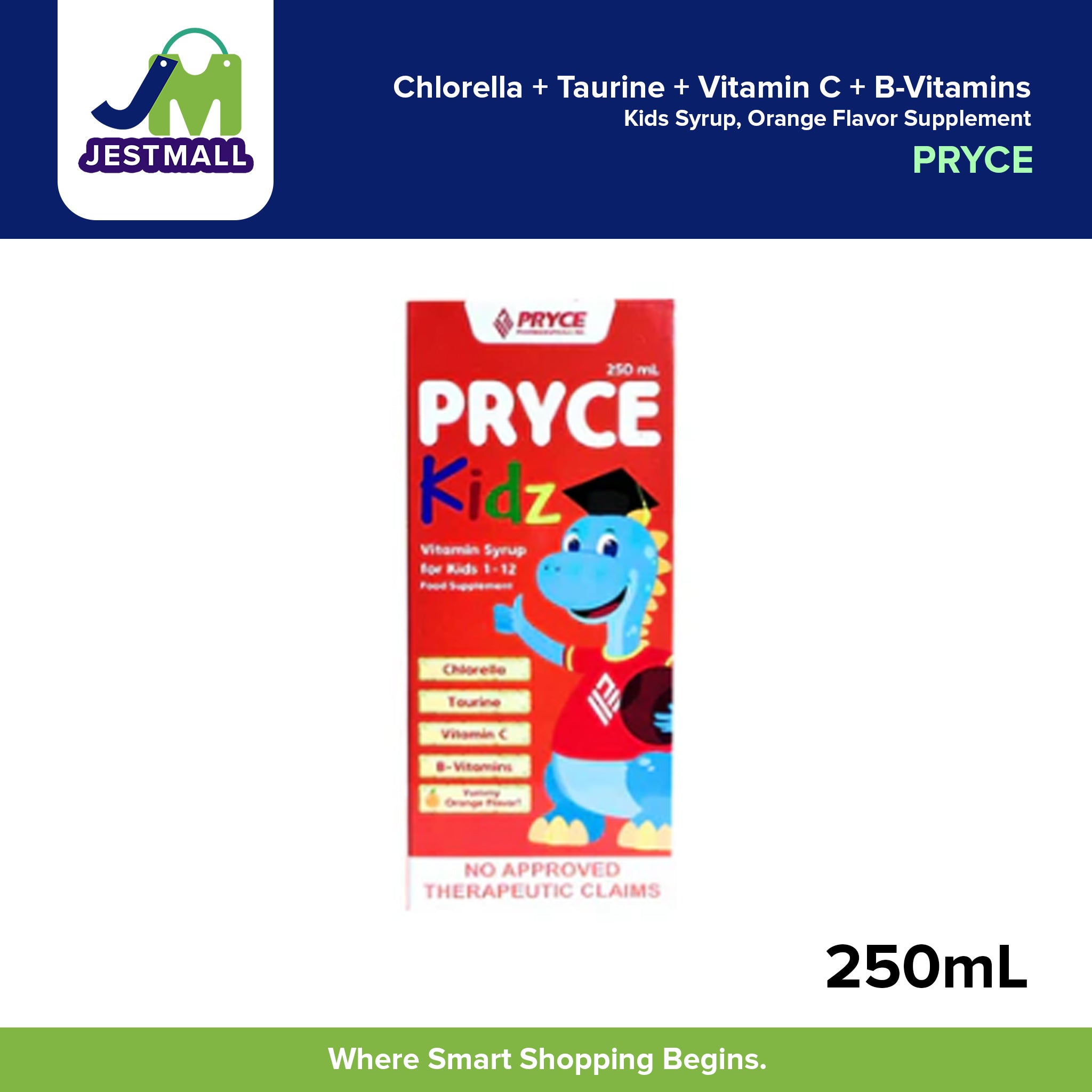 PRYCE Chlorella Taurine Vitamin C B-Vitamins Orange Flavor Orang Flavo ...