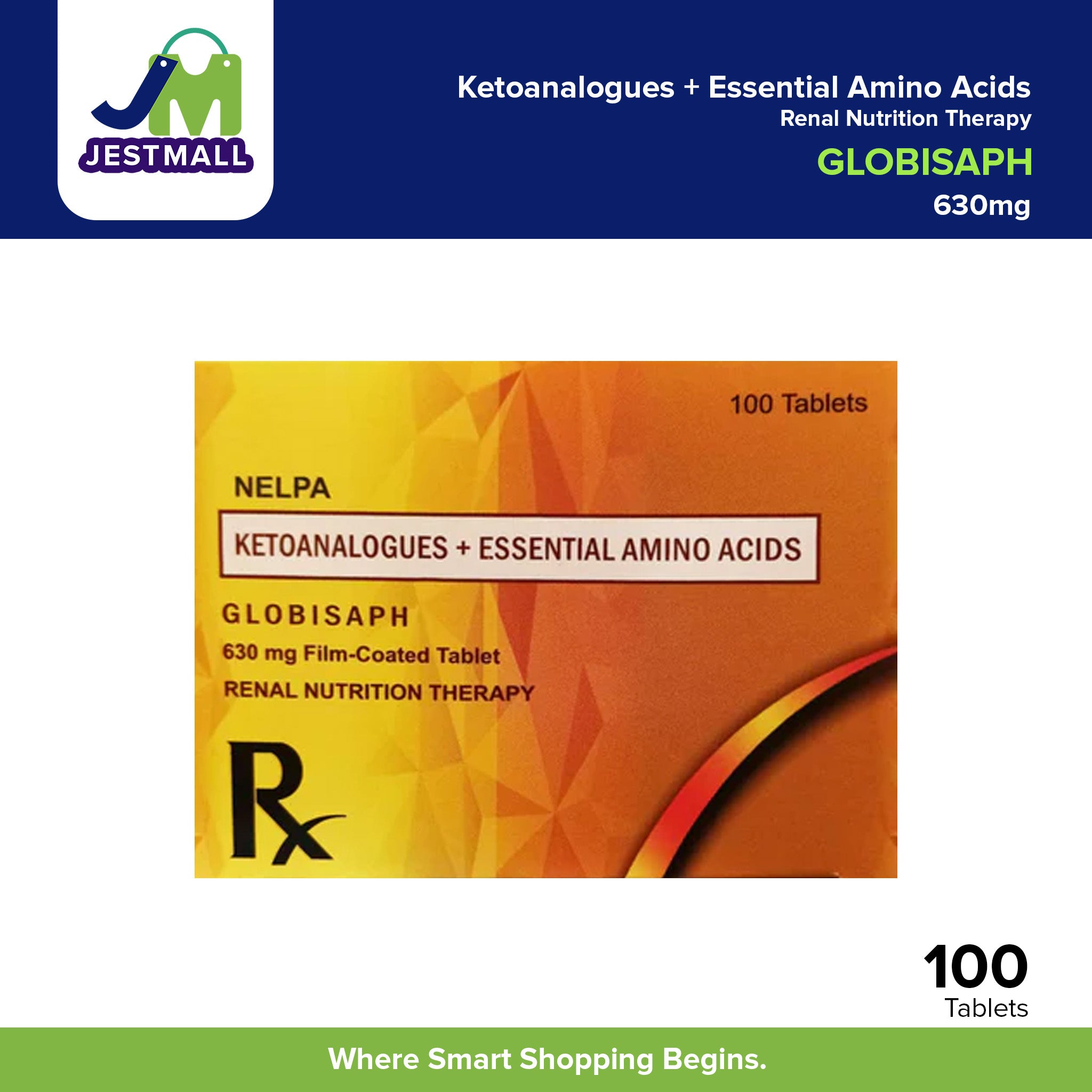 GLOBISAPH Ketoanalogues + Essential Amino Acids 630mg Film Coated Tabl ...