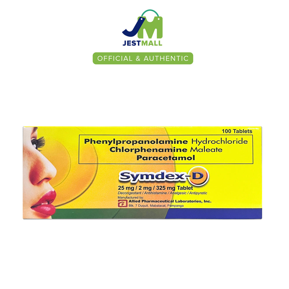 SYMDEX-D Phenylpropanolamine Chlorphenamine Paracetamol 25mg 2mg 325mg ...